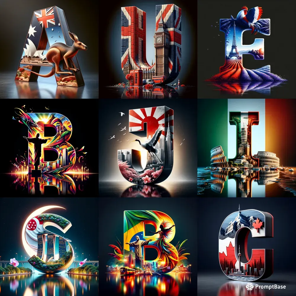 Alphabetic World Wonders DALL·E Prompt | PromptBase