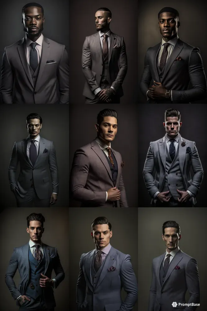 Dapper Men Fashion Suits Midjourney Prompt | PromptBase