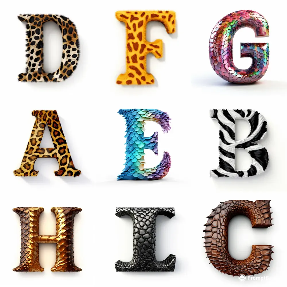 Animal Skin Letters Midjourney Prompt | PromptBase