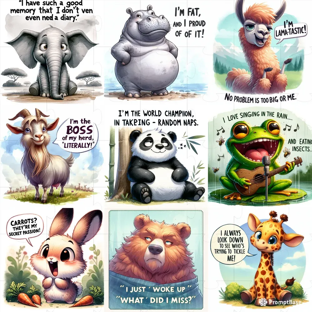 Funny Furry Friendscreate Comical Animals DALL·E Prompt | PromptBase