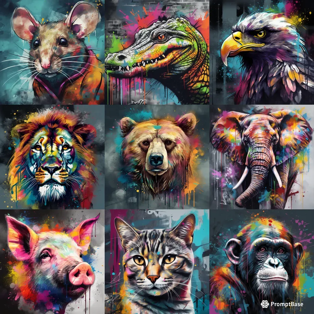 Graffiti Style Animals Midjourney Prompt | PromptBase