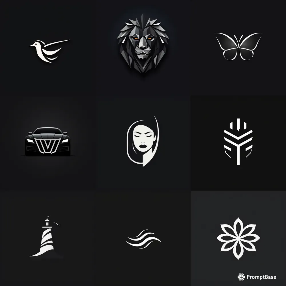 Dark Minimalist Logos Midjourney Prompt | PromptBase