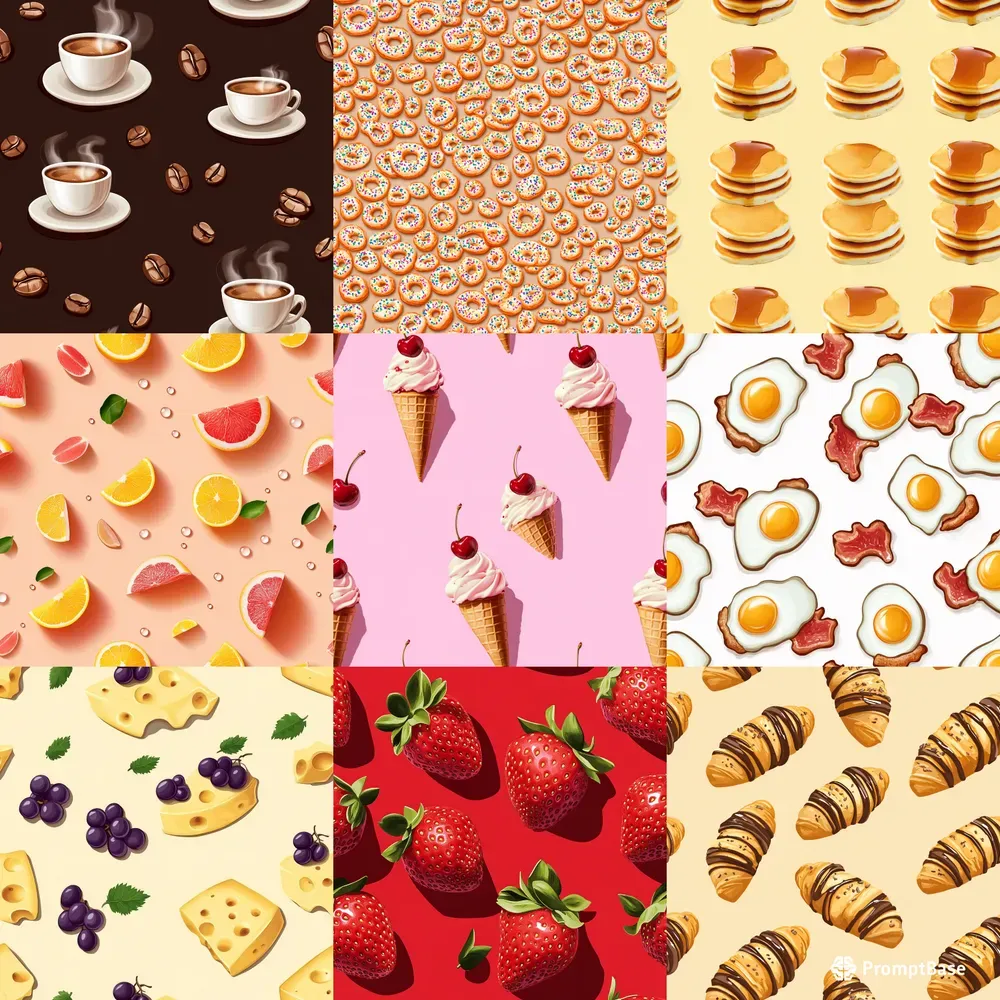Photorealistic Food Patterns Collection Midjourney Prompt | PromptBase
