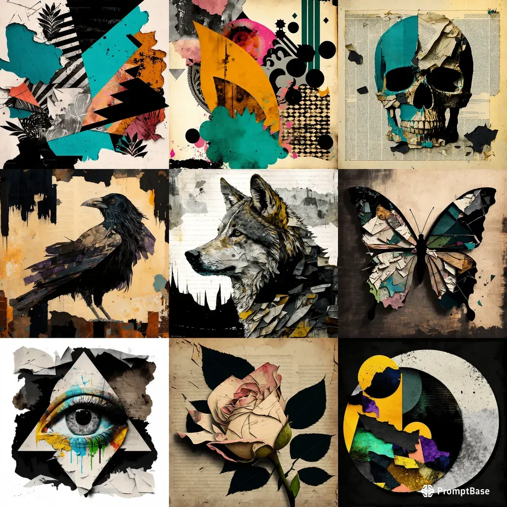 Colored Paper Collages Midjourney Prompt | PromptBase