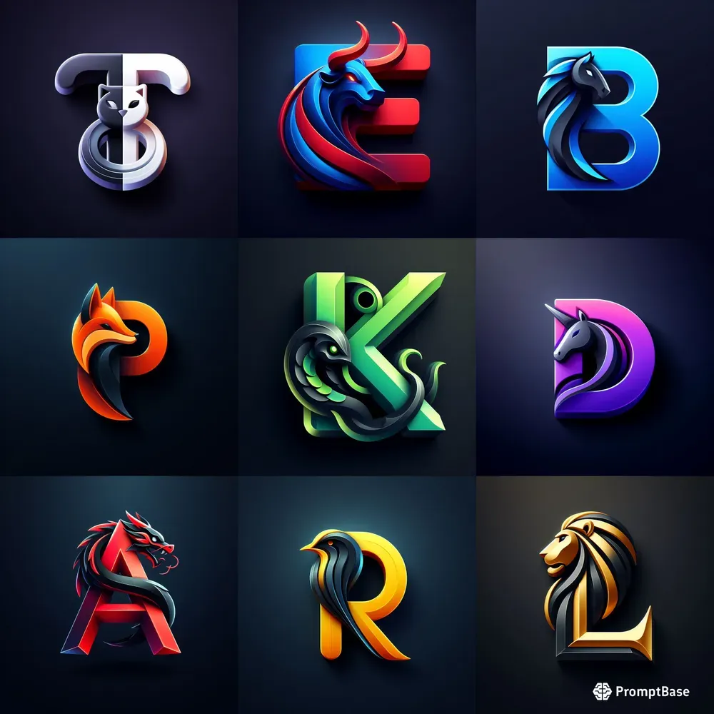 Eye-catching Letter Animals Logos DALL·E Prompt | PromptBase