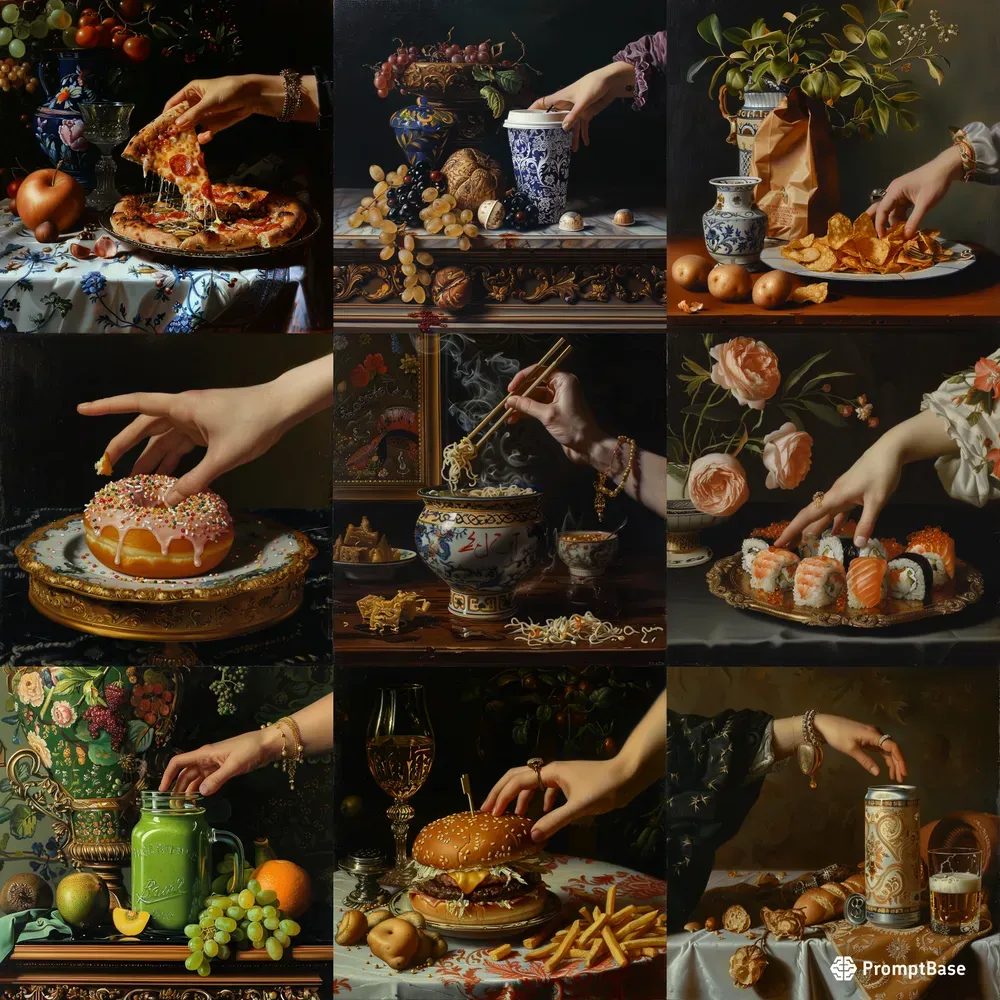 Luxurious Still Lifes With A Twist Midjourney Prompt | PromptBase