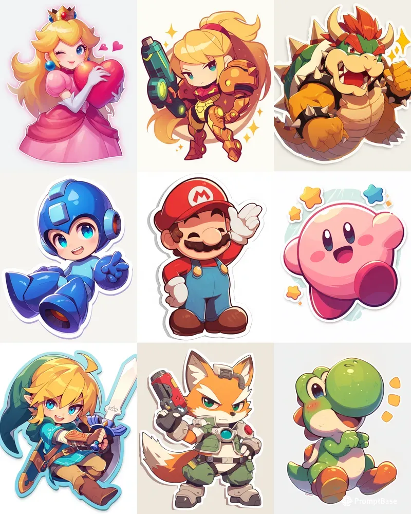 Nintendo Charm Stickers Midjourney Prompt | PromptBase