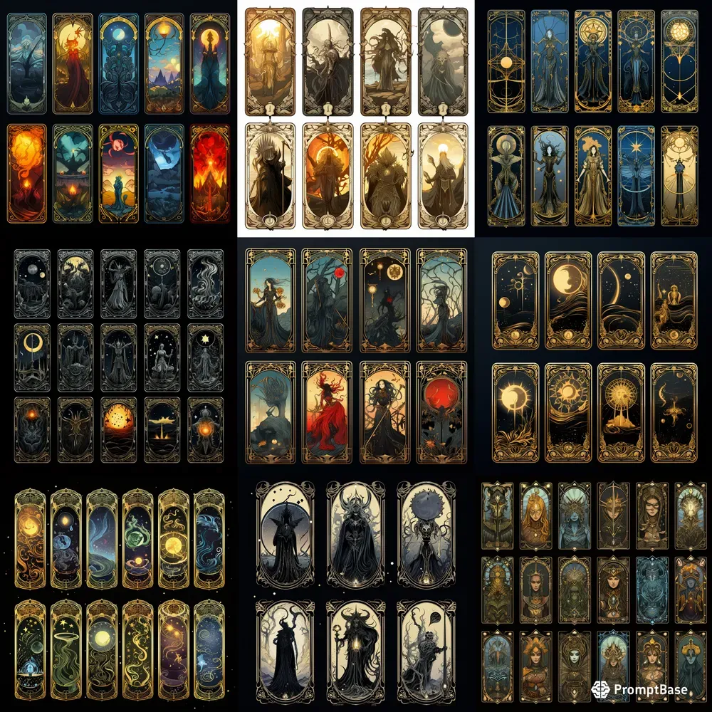 Fantasy Gothic Tarot Cards Sheet Designs Midjourney Prompt | PromptBase