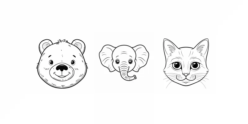 Simple Animal Face Coloring Pages Generator App | PromptBase