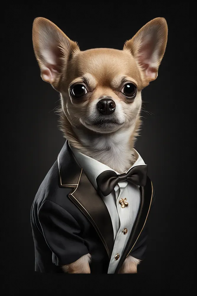 Realistic Photoshoots Of Dogs In Suits Midjourney Prompt | PromptBase