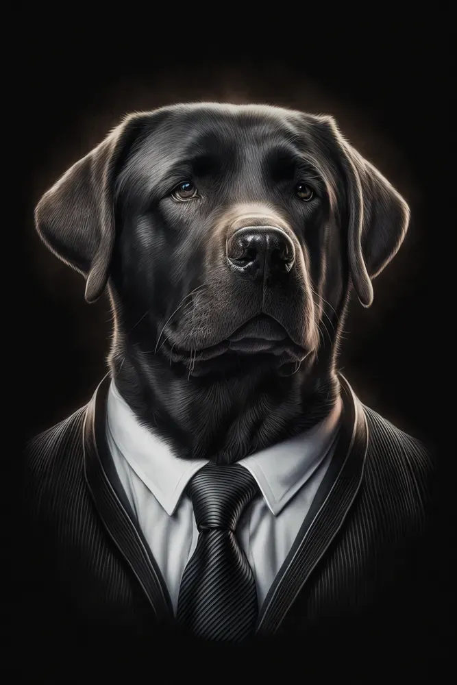 Realistic Photoshoots Of Dogs In Suits Midjourney Prompt | PromptBase