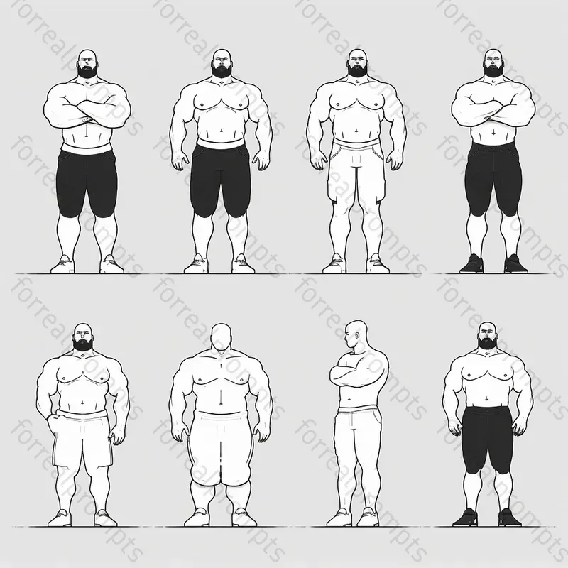 Multiple Poses Minimal Notion Characters Midjourney Prompt | PromptBase