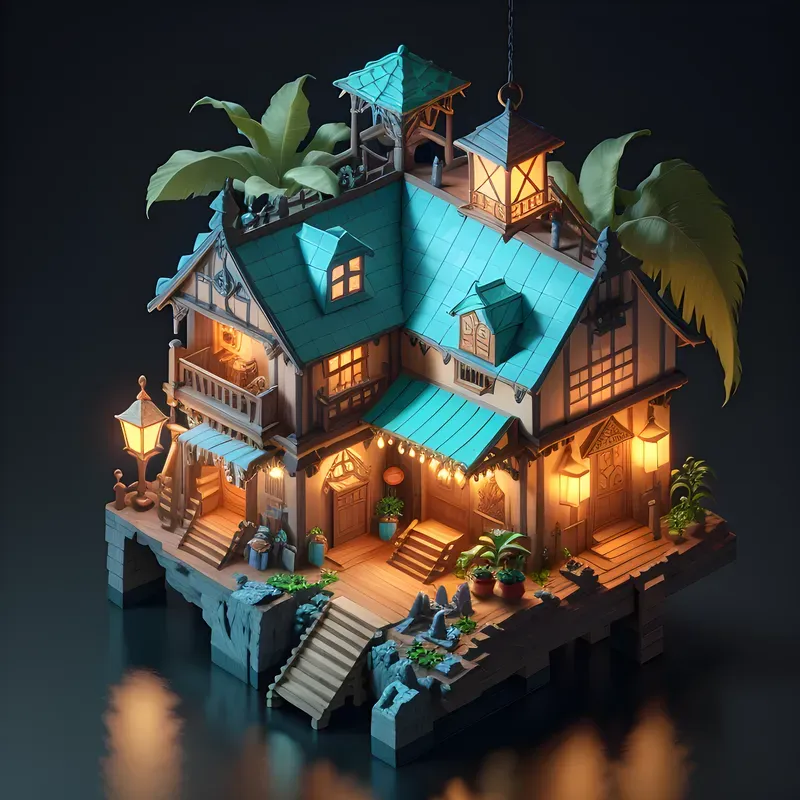 Enchanted Isometric Scenarios Stable Diffusion Prompt | PromptBase