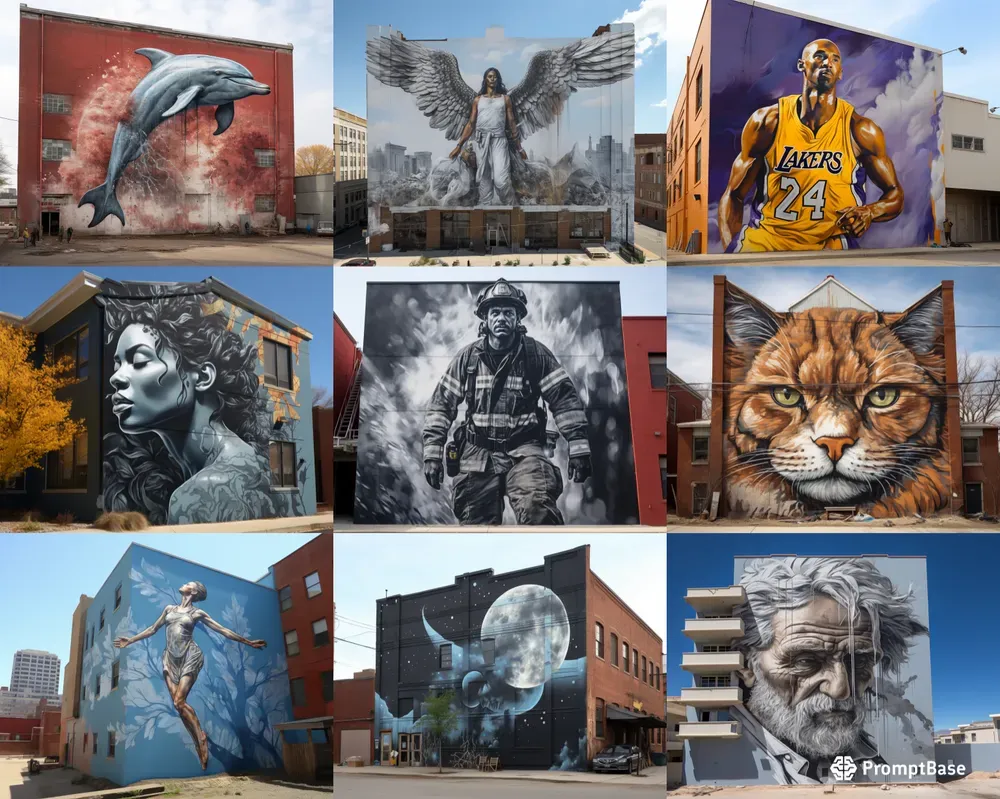 Large Building Murals Midjourney Prompt | PromptBase