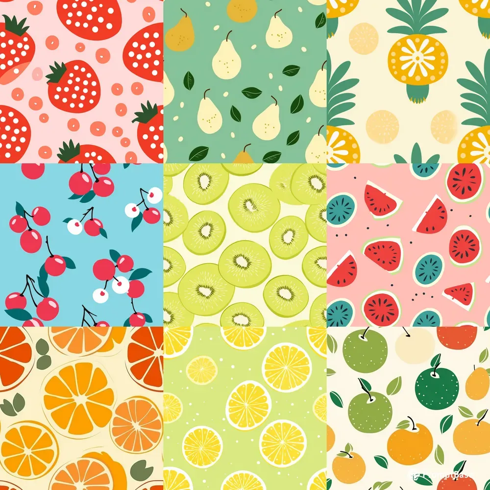 70s Fruit Patterns Midjourney Prompt | PromptBase