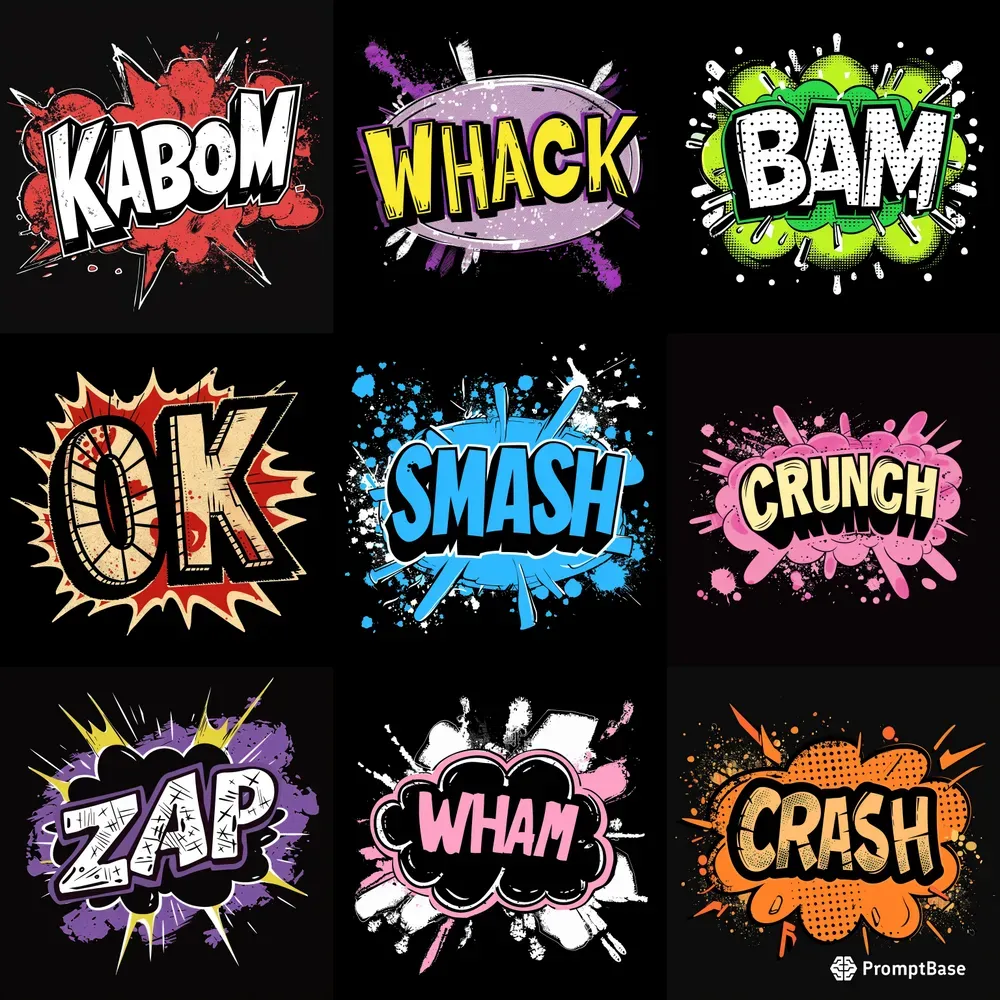 Old School Comic Book Speech Bubbles Midjourney Prompt | PromptBase