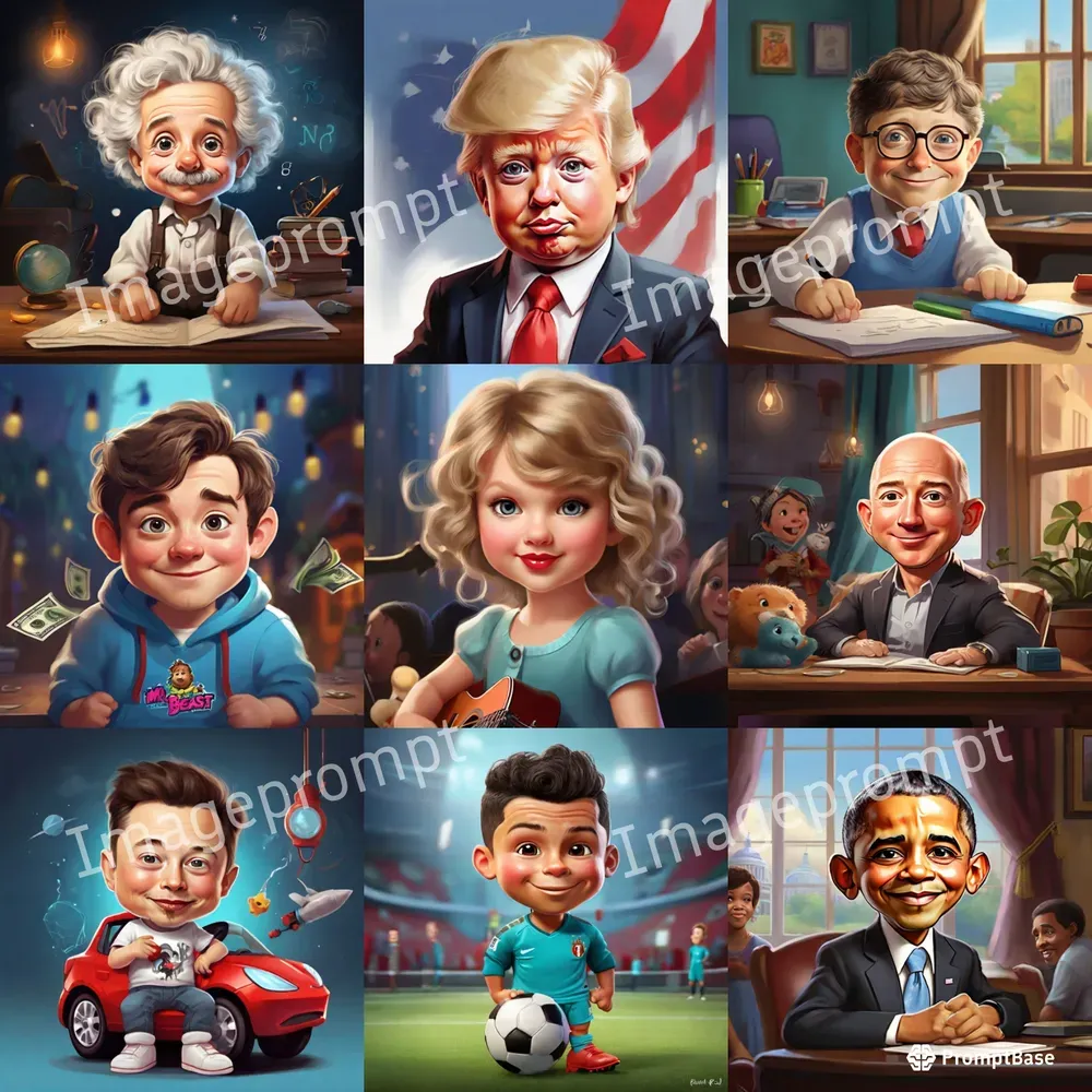 Baby Caricatures Of Famous Figures Leonardo Ai Prompt | PromptBase