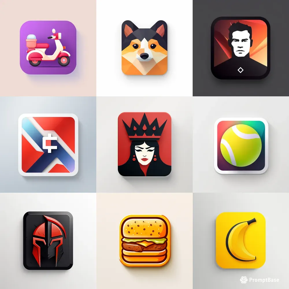 App Icon Square Logos Midjourney Prompt | PromptBase