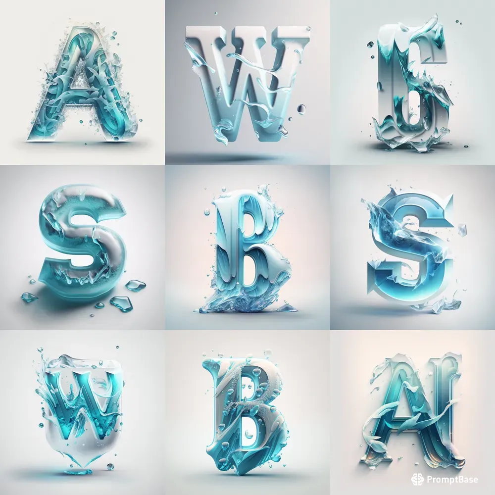 Lettering Iced Characters Logos Midjourney Prompt | PromptBase
