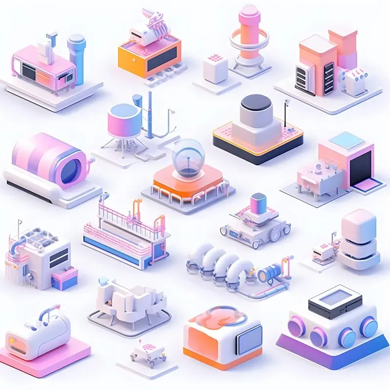 Colorful 3D Icon Sets Of Any Industries Midjourney Prompt | PromptBase