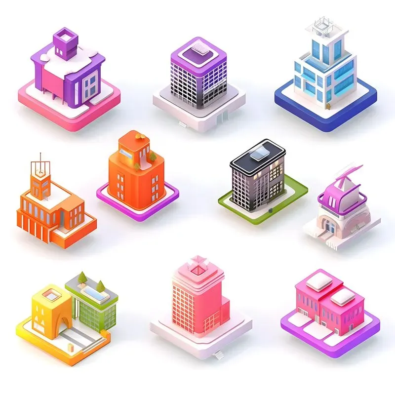 Colorful 3D Icon Sets Of Any Industries Midjourney Prompt | PromptBase