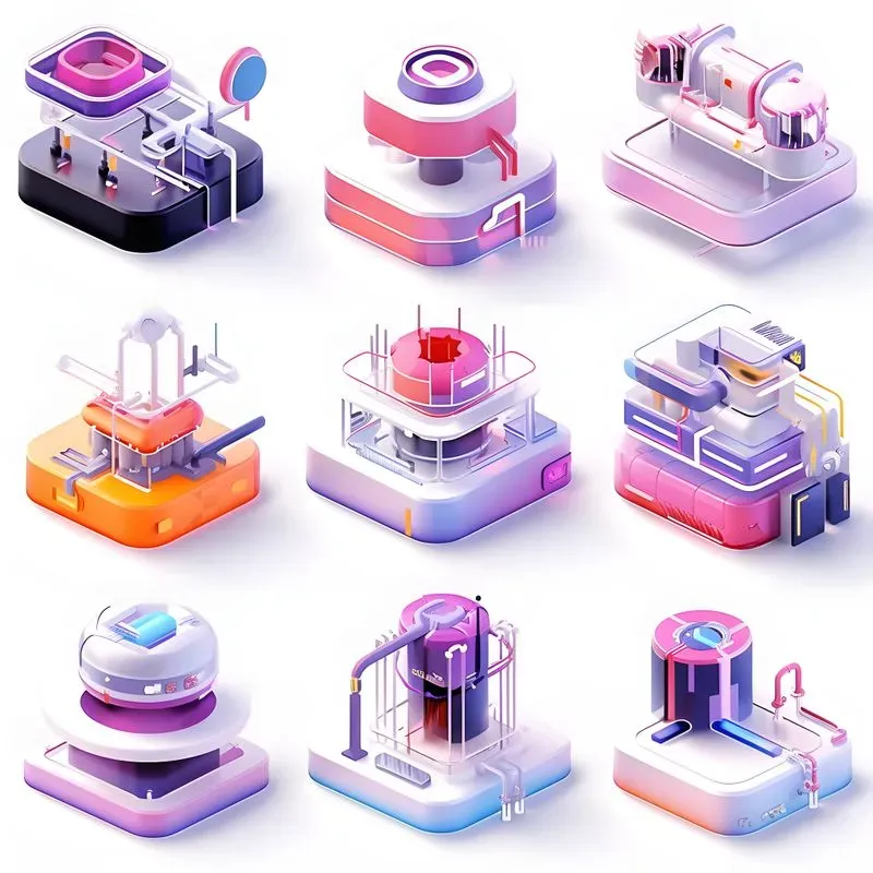 Colorful 3D Icon Sets Of Any Industries Midjourney Prompt | PromptBase