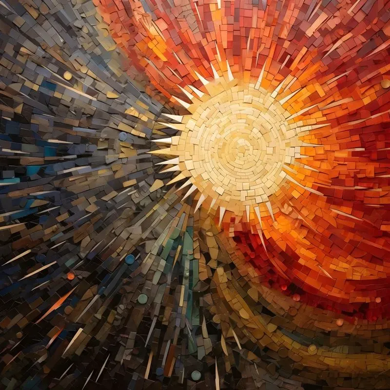 Vivid Overlapping Bricks Illustrations Midjourney Prompt | PromptBase