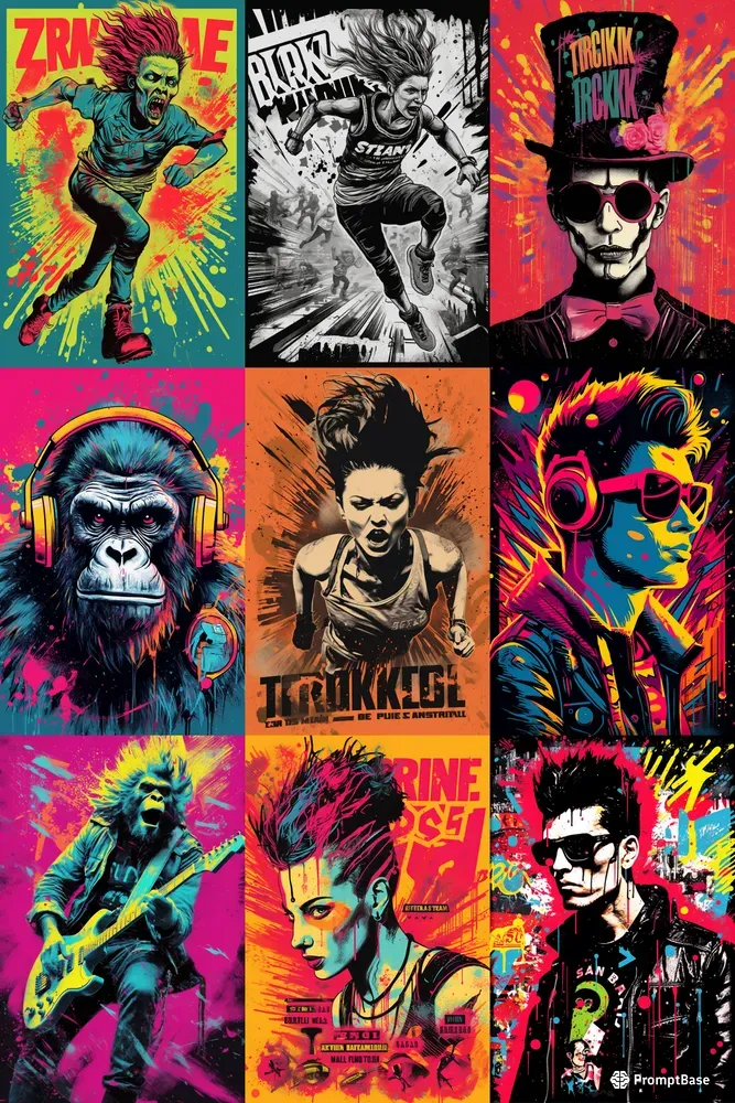 Punk Style Poster Designs Midjourney Prompt | PromptBase