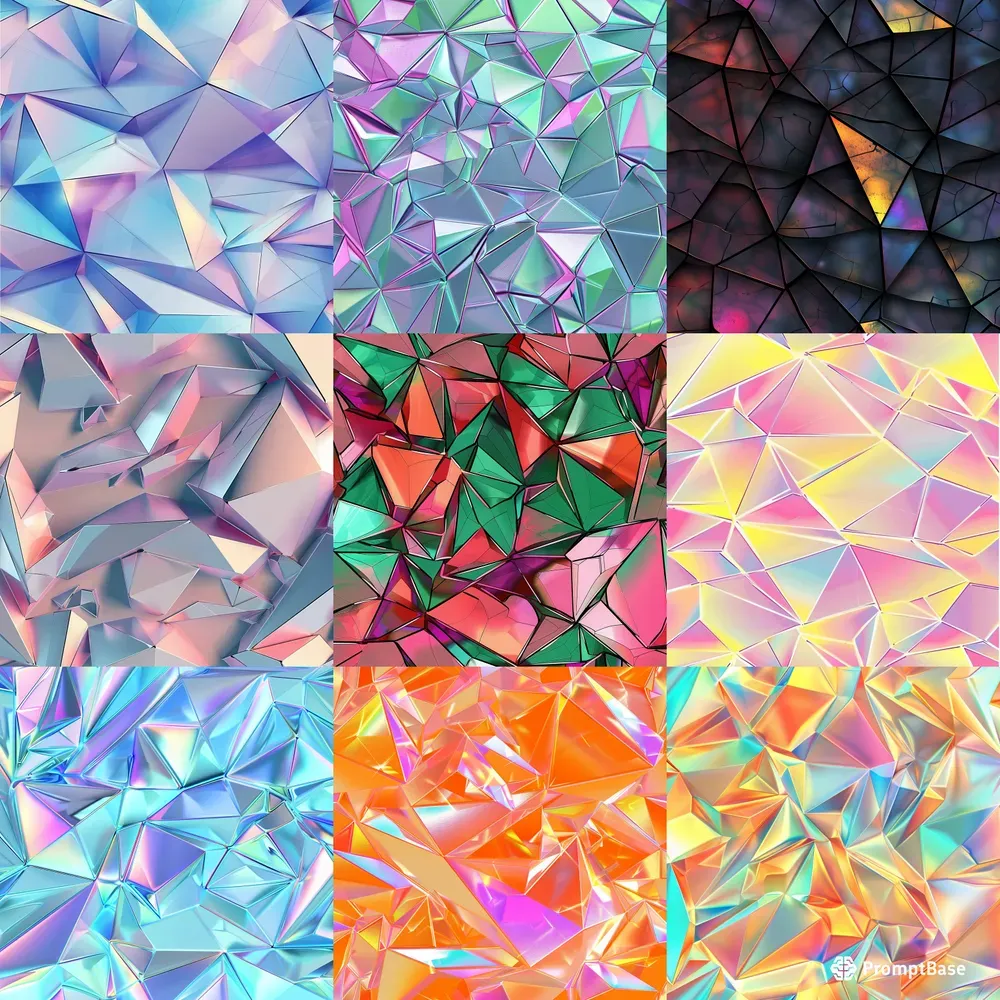 Iridescent Geometric 3D Shapes Patterns Midjourney Prompt | PromptBase