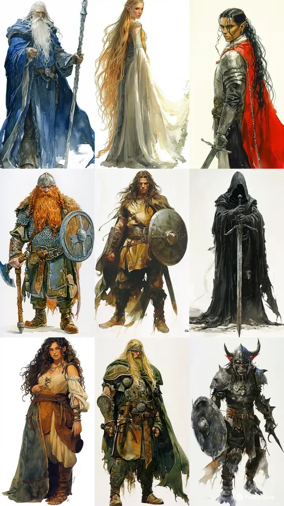Middle Earth RPG Characters And Villains Midjourney Prompt | PromptBase