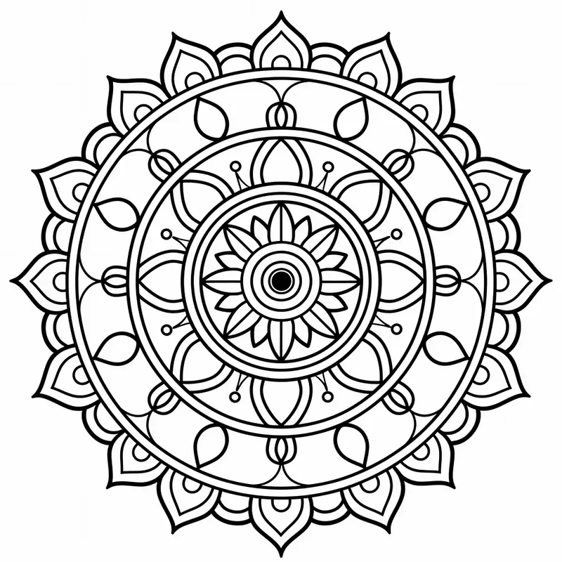 Simple Mandala Coloring Pages For Kids Midjourney Prompt | PromptBase