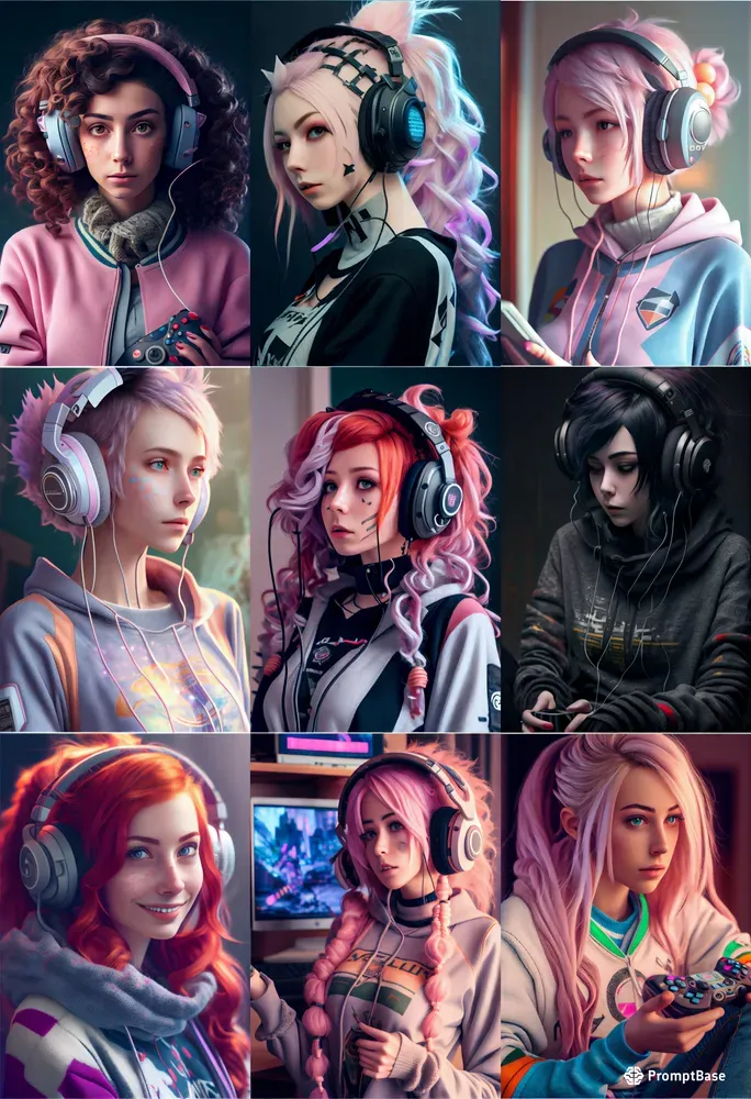 Cute Gamer Girl Photography Midjourney Prompt | PromptBase