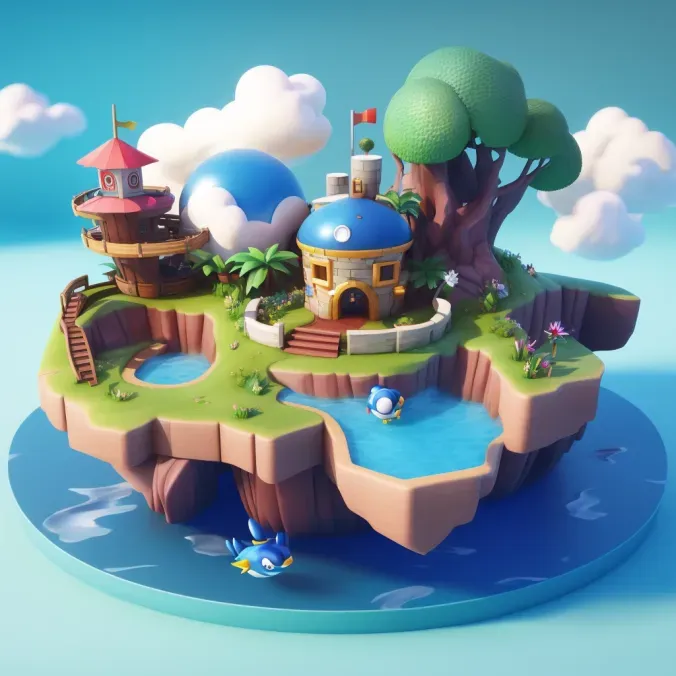 Beautiful 3D Stylized Floating Islands Midjourney Prompt | PromptBase