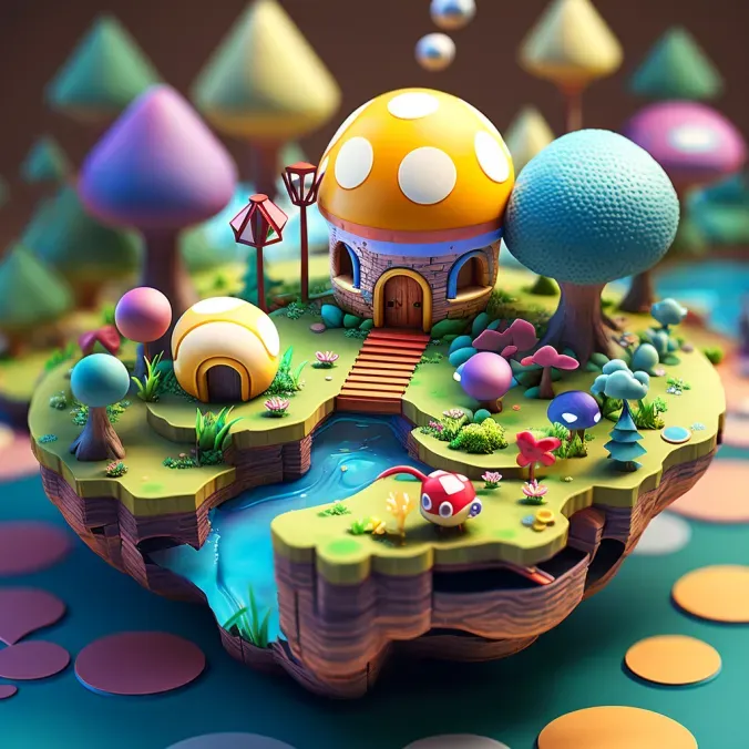 Beautiful 3D Stylized Floating Islands Midjourney Prompt | PromptBase