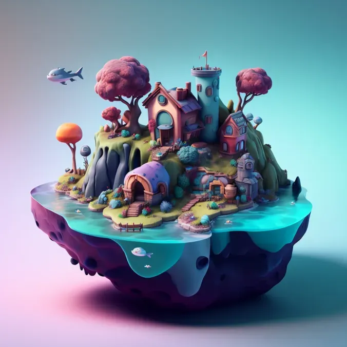Beautiful 3D Stylized Floating Islands Midjourney Prompt | PromptBase