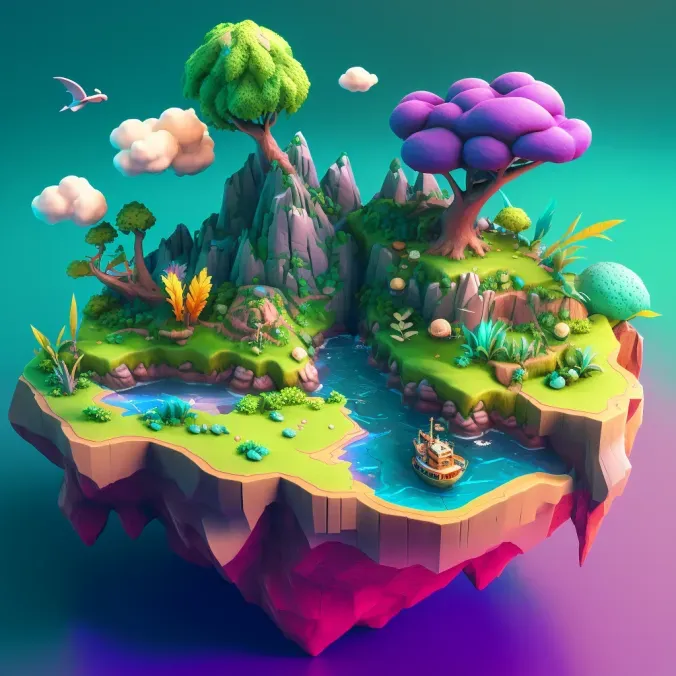 Beautiful 3D Stylized Floating Islands Midjourney Prompt | PromptBase
