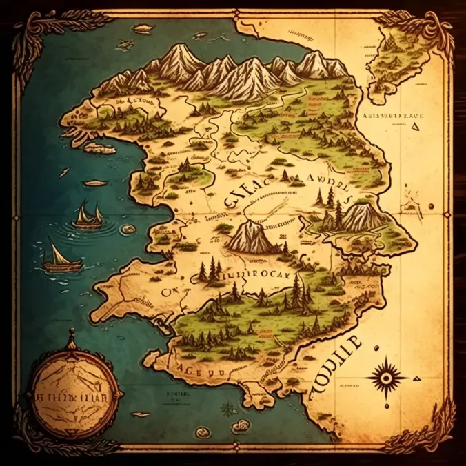 Hand Drawn Fantasy Maps Midjourney Prompt | PromptBase