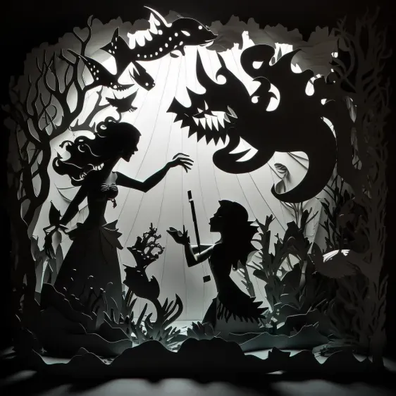 Shadow Puppet Art Scenes Midjourney Prompt | PromptBase