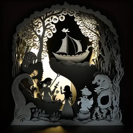 Shadow Puppet Art Scenes Midjourney Prompt | PromptBase