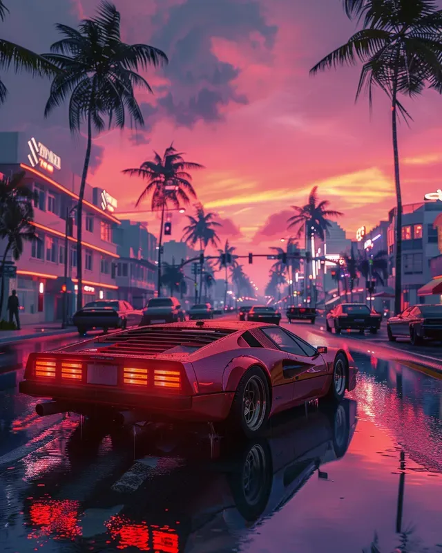 Vice City Vibes Midjourney Prompt | PromptBase