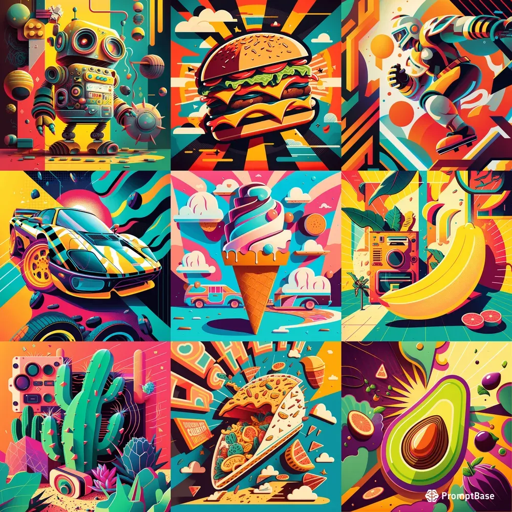 Retro Funky Graphics Midjourney Prompt | PromptBase