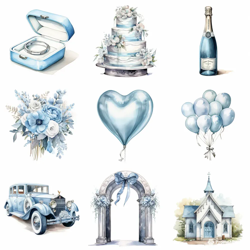 Wedding Watercolor Clip Art Midjourney Prompt | PromptBase