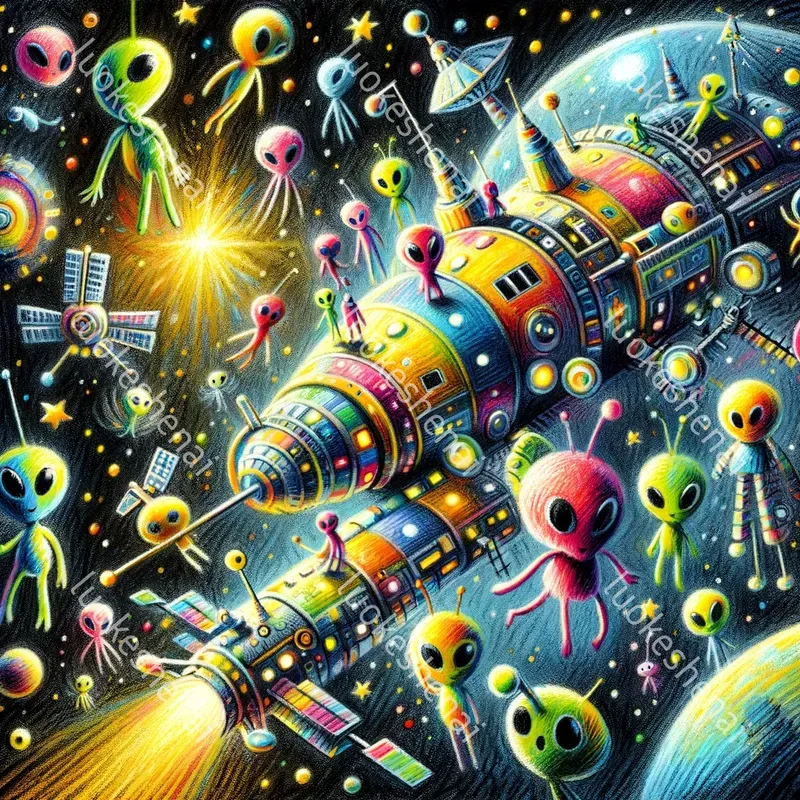 Vibrant Children Crayon Drawing Style DALL·E Prompt | PromptBase