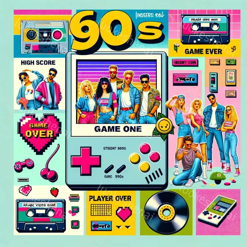 Vibrant 90s Polaroid Collage Art Posters DALL·E Prompt | PromptBase