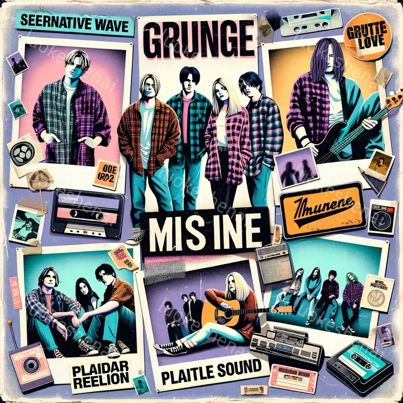 Vibrant 90s Polaroid Collage Art Posters DALL·E Prompt | PromptBase