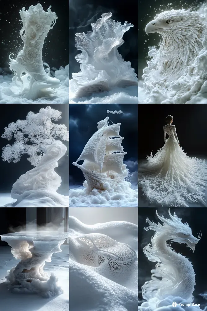 Surreal Snow Objects Midjourney Prompt | PromptBase