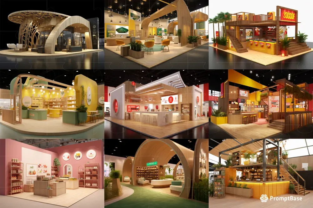 Exhibition Stand Designs Booth Designs Midjourney Prompt | PromptBase