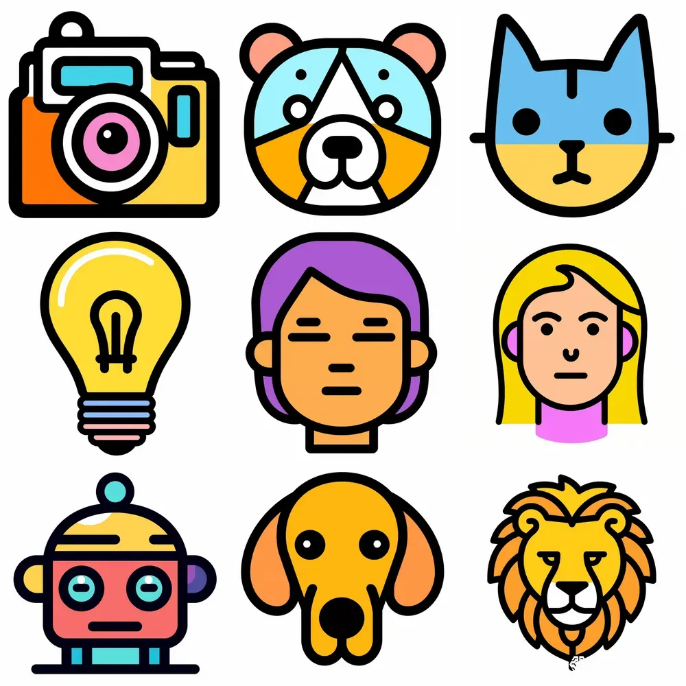 2D Lineal Color Vector Cute Avatar Icons Midjourney Prompt | PromptBase