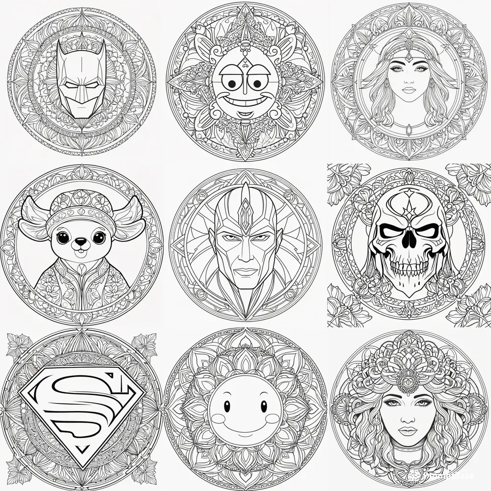 Mandala Coloring Pages The Characters Stable Diffusion Prompt | PromptBase