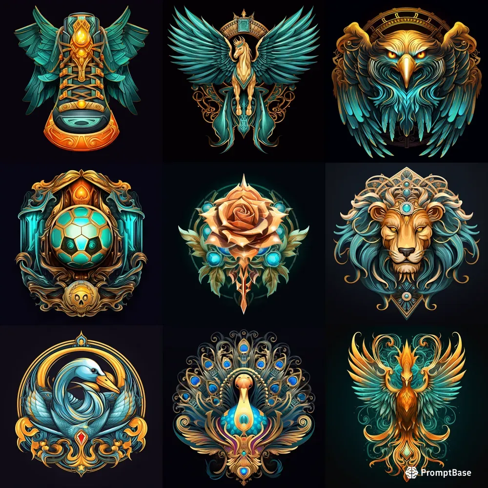 Luxury Fantasy Emblem Logos Midjourney Prompt | PromptBase